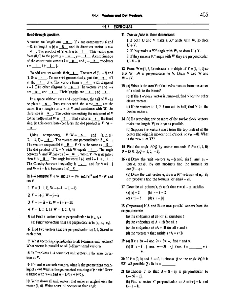 Strang Vectors Exercises | PDF | Equations | Euclidean Vector
