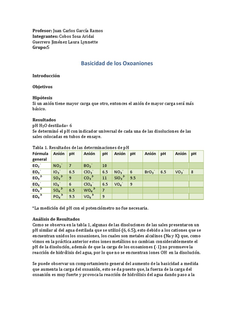 Basicidad de Los Oxianiones | PDF | Química analítica | Física