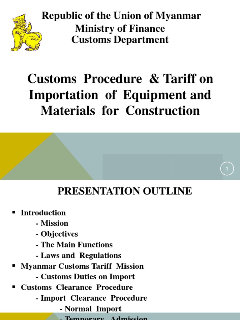 Myanmar Customs | PDF | Customs | Tariff