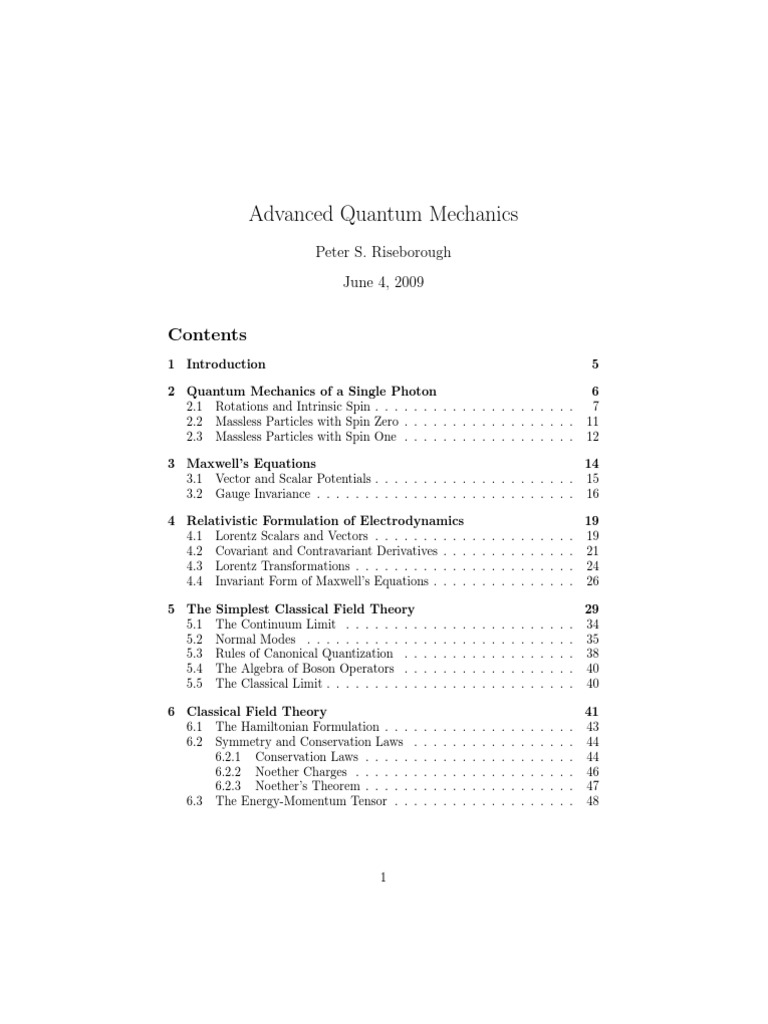 Advanced Quantum Mechanics | PDF | Field (Physics) | Wave Function