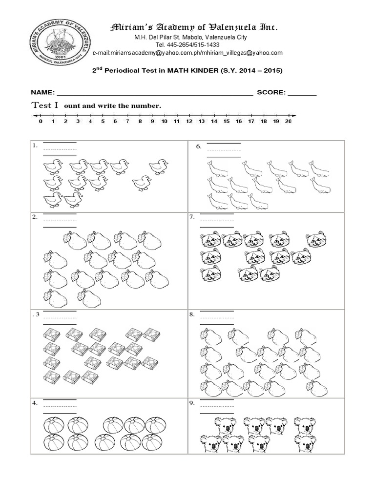 2nd Periodical Test in Math Kinder | Curriculum | Quality Of Life