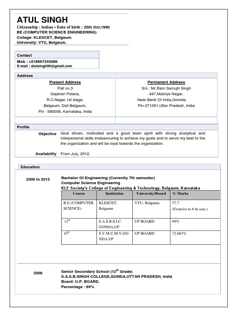 Sample One Page Resume | Download Free PDF | Digital Technology | Computing