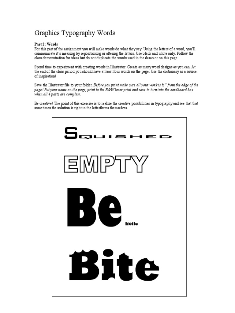 Creative Typography Word Design Exercise | PDF | Career & Growth | Home ...