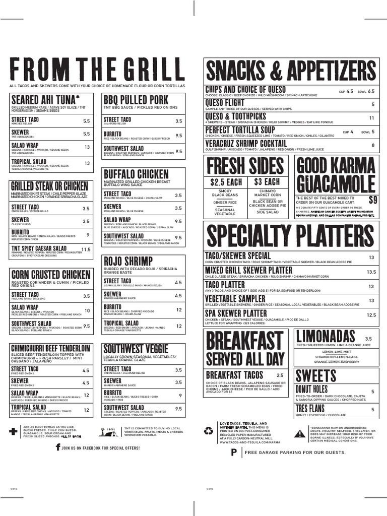 TNT Food Menu | PDF | Taco | Salad