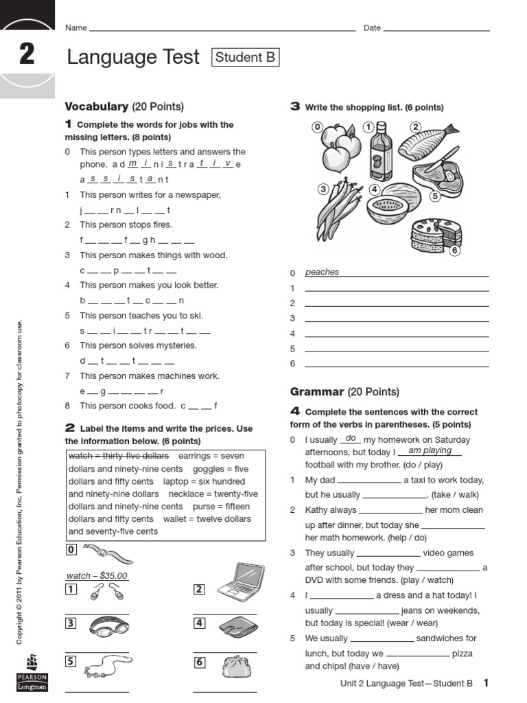Language Test 2B PDF | PDF | Linguistics | Grammar