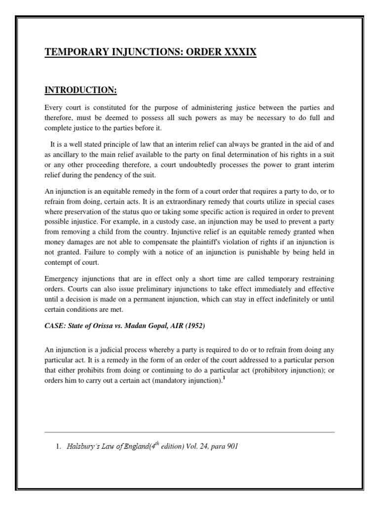 Temporary Injunctions | PDF | Injunction | Equity (Law)