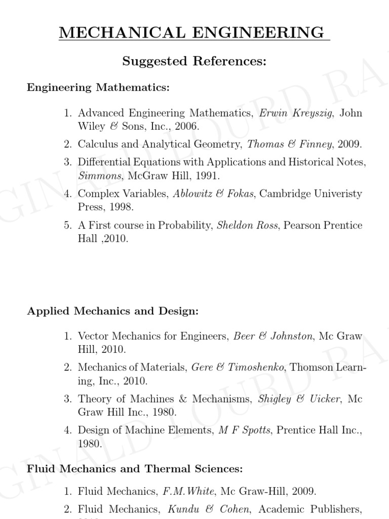 Mechanical Engineering References | PDF