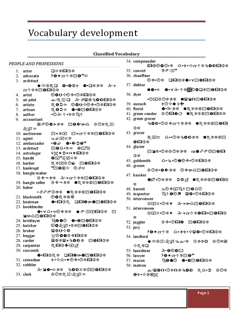 Vocabulary Development | PDF | Idiom | Agriculture