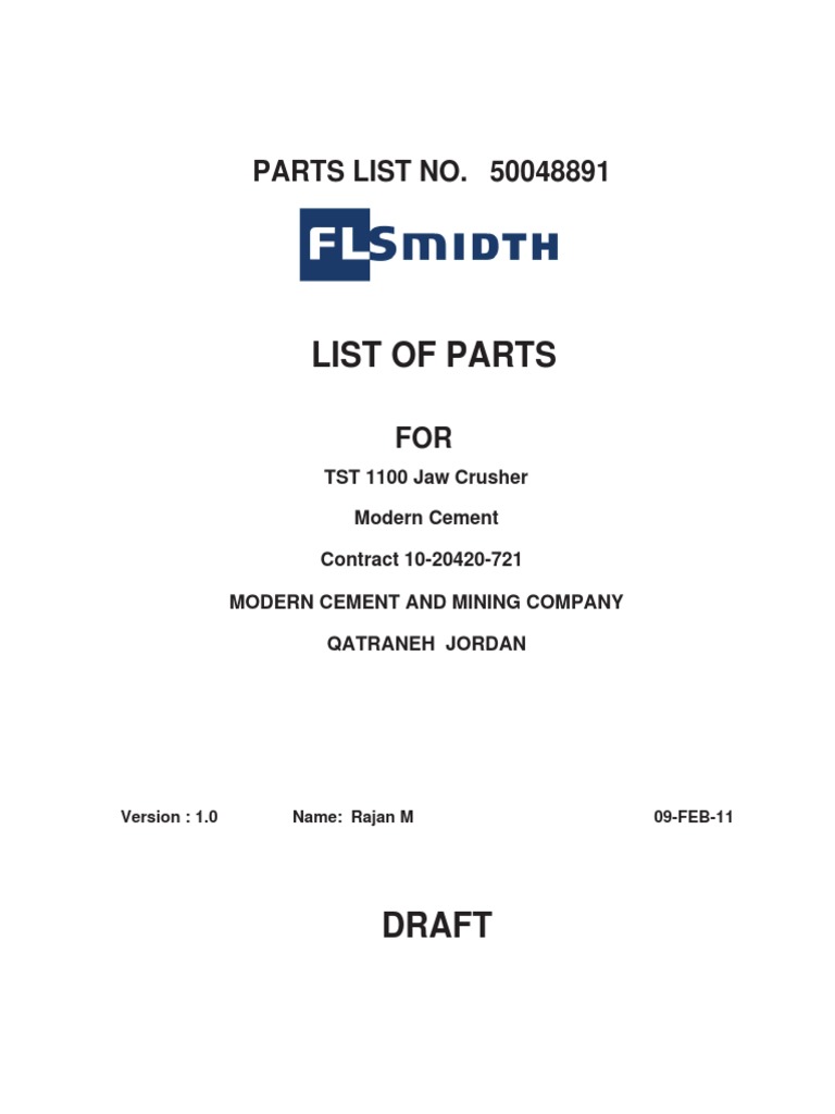 Main Parts List | PDF | Specification (Technical Standard) | Sheet Metal