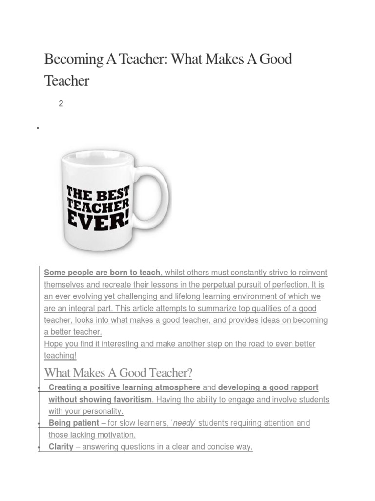 Becoming A Teacher | PDF | Teachers | Education Theory