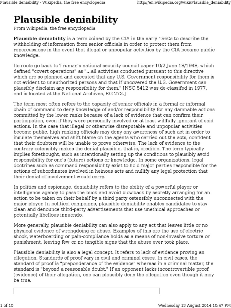 Plausible Deniability: Plausible Deniability Is A Term Coined by The ...