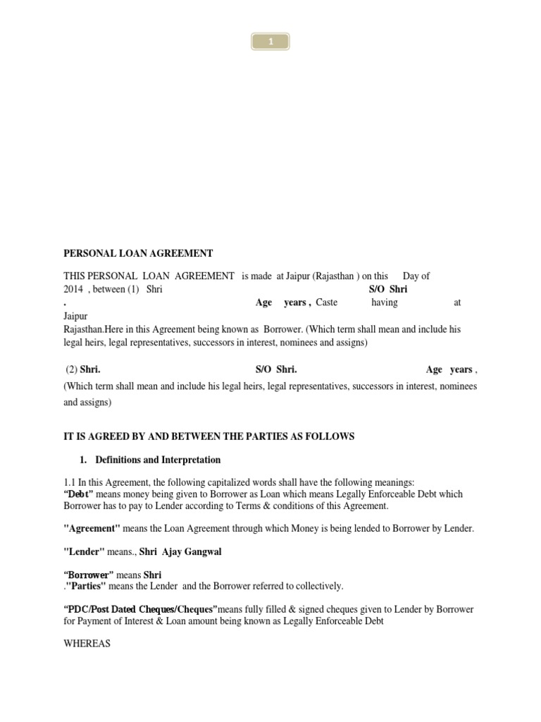 Uploading Short Loan Agreement | PDF | Debtor | Loans