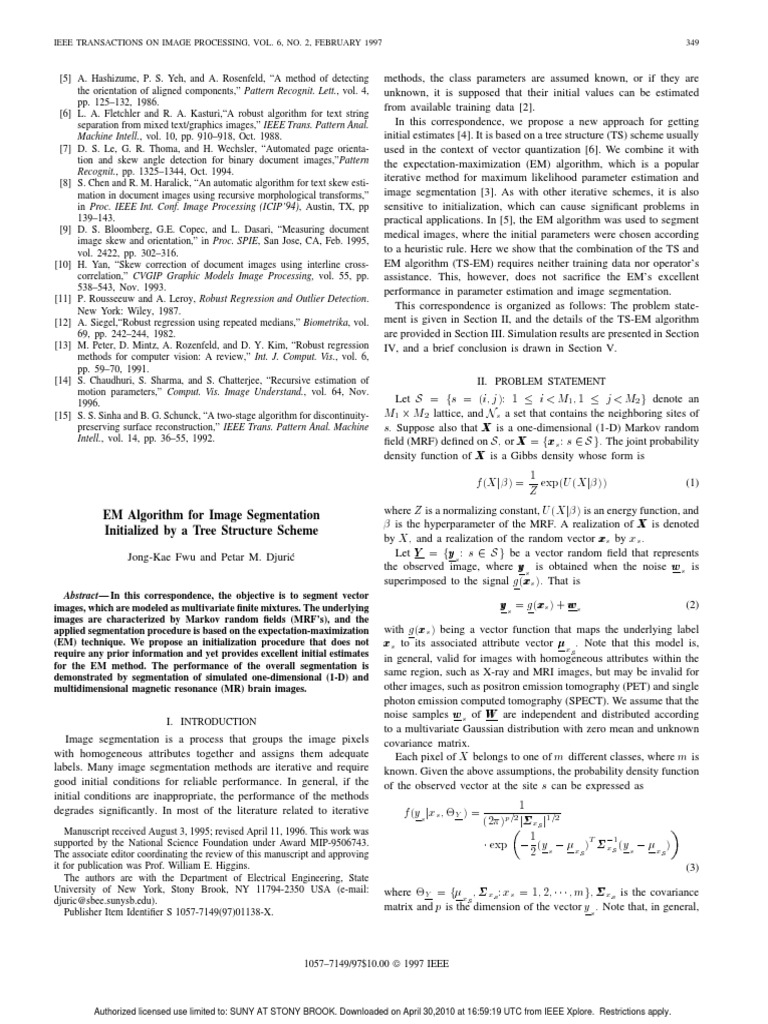 EM Based Medical Image Segmentaiton | PDF | Image Segmentation | Eigenvalues And Eigenvectors