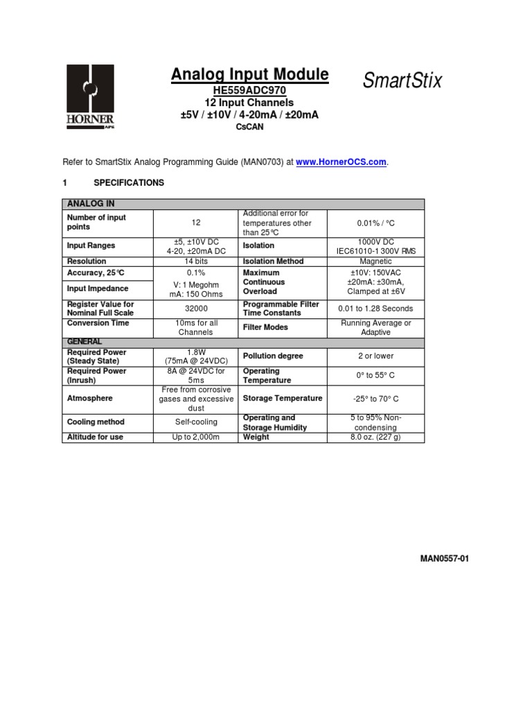 Smartstix: Analog Input Module | PDF | Bit | Manufactured Goods