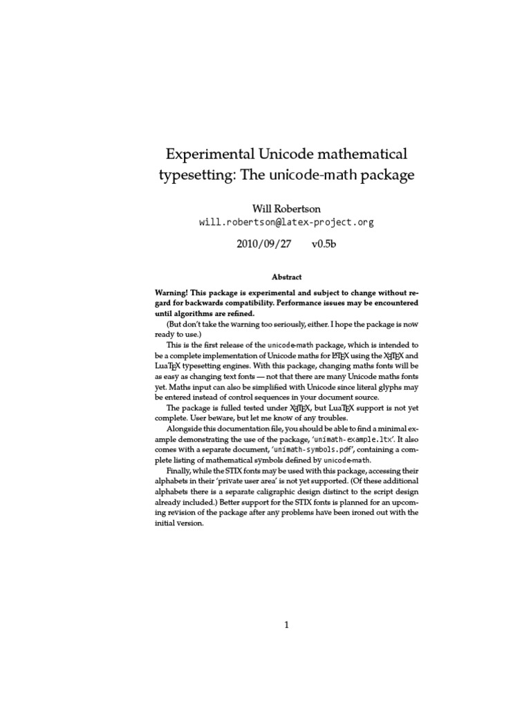 The Unicode-Math Package | PDF | Typefaces | Letter Case