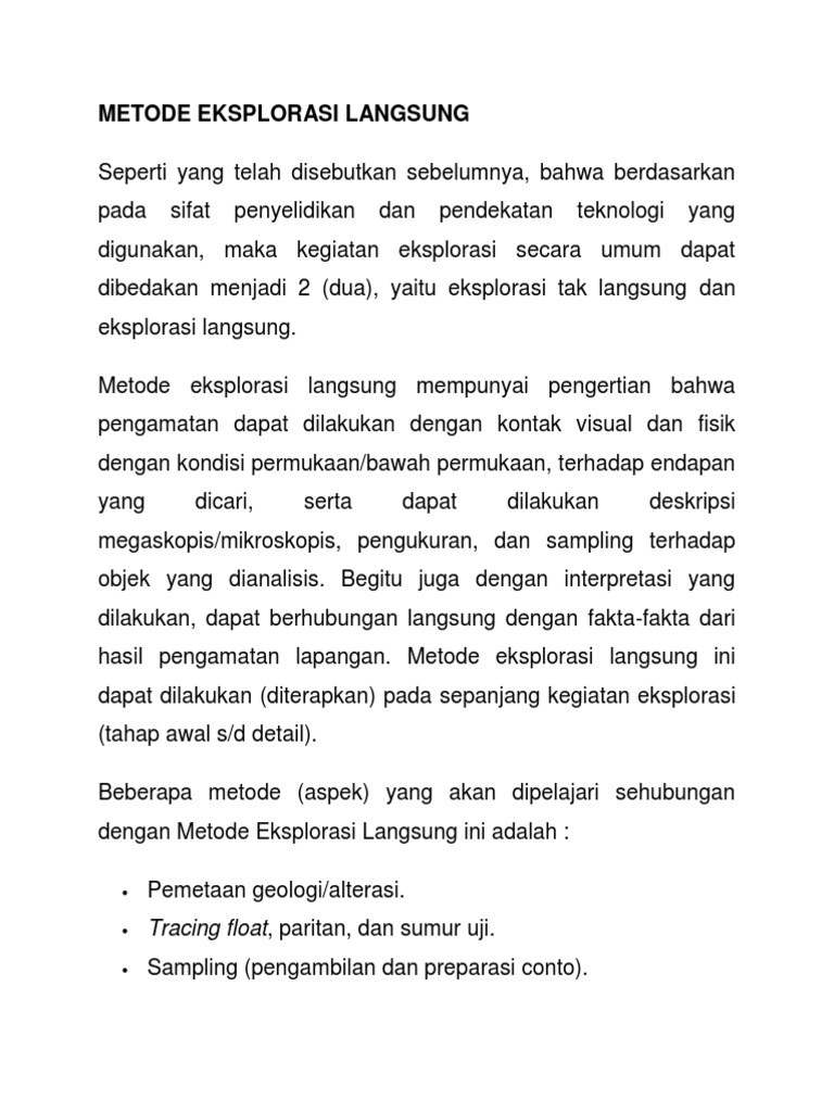 Metode Eksplorasi Langsung | PDF