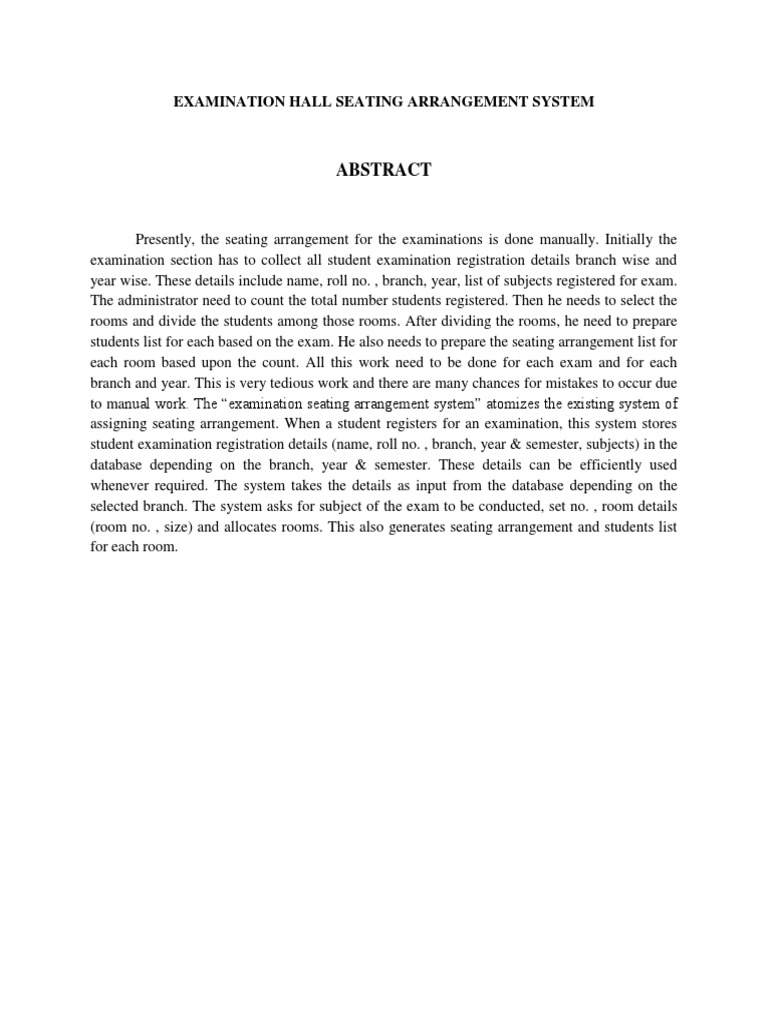 Examination Seating Arrangement System | PDF | Microsoft Access ...