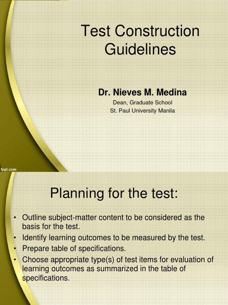 Test Construction Guidelines 2 Multiple Choice Test Assessment 