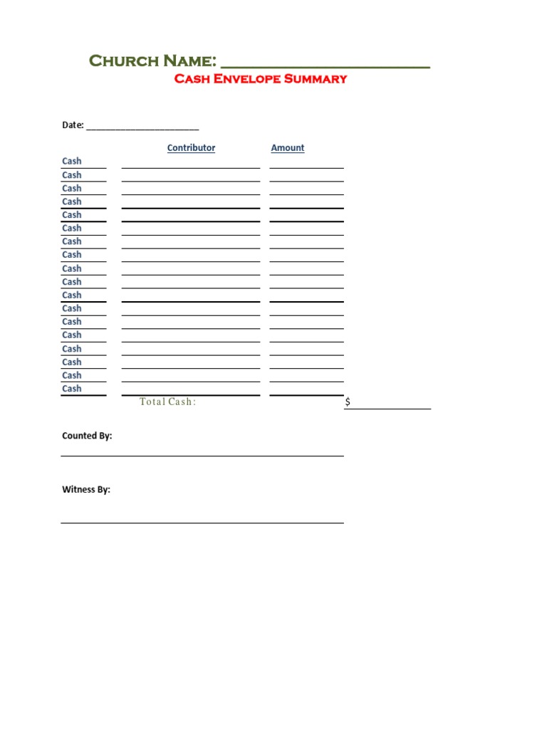 Collection Count Sheet Cash 2 | PDF