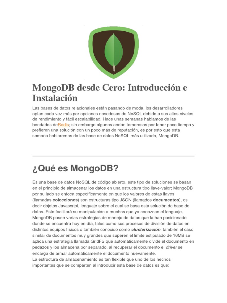 MongoDB Desde Cero PDF | PDF | Mongo Db | No Sql