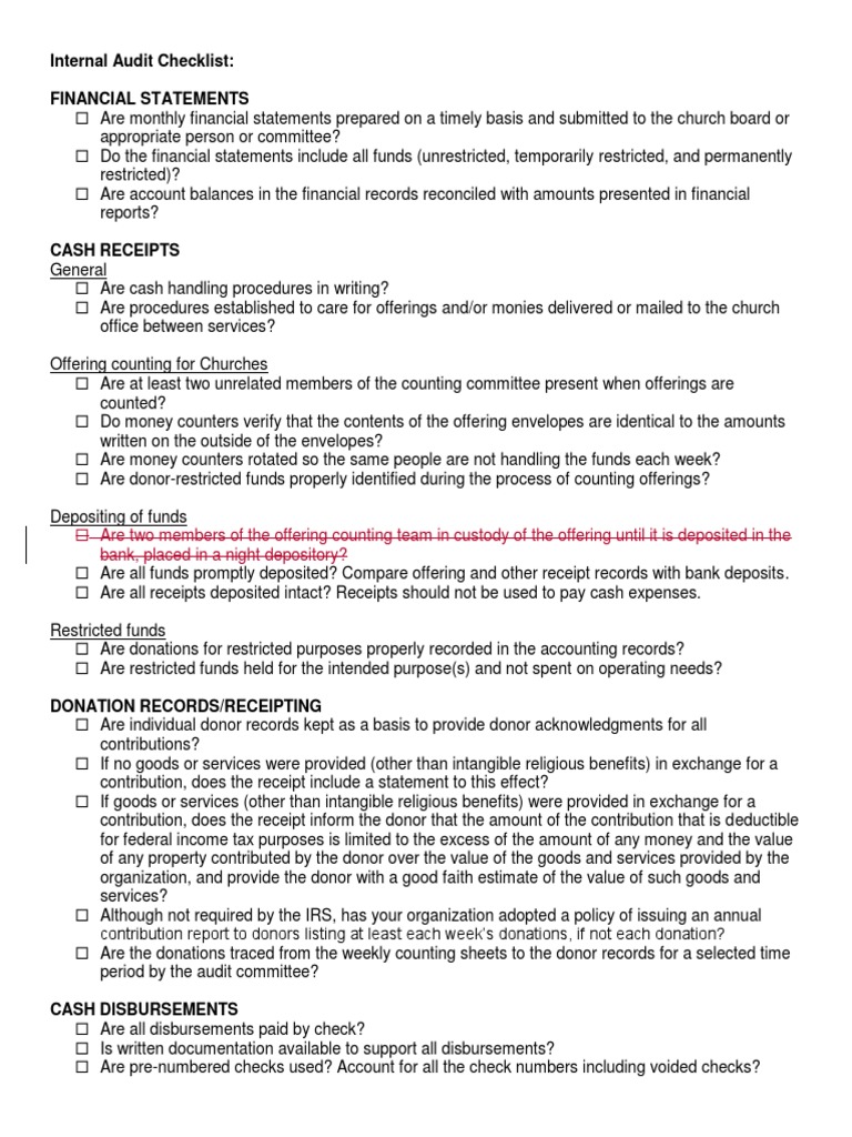 Internal Audit Checklist | Accounts Payable | Cheque