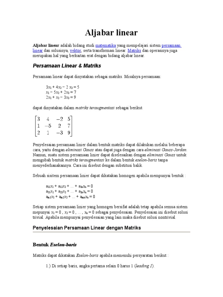 Aljabar Linear | PDF