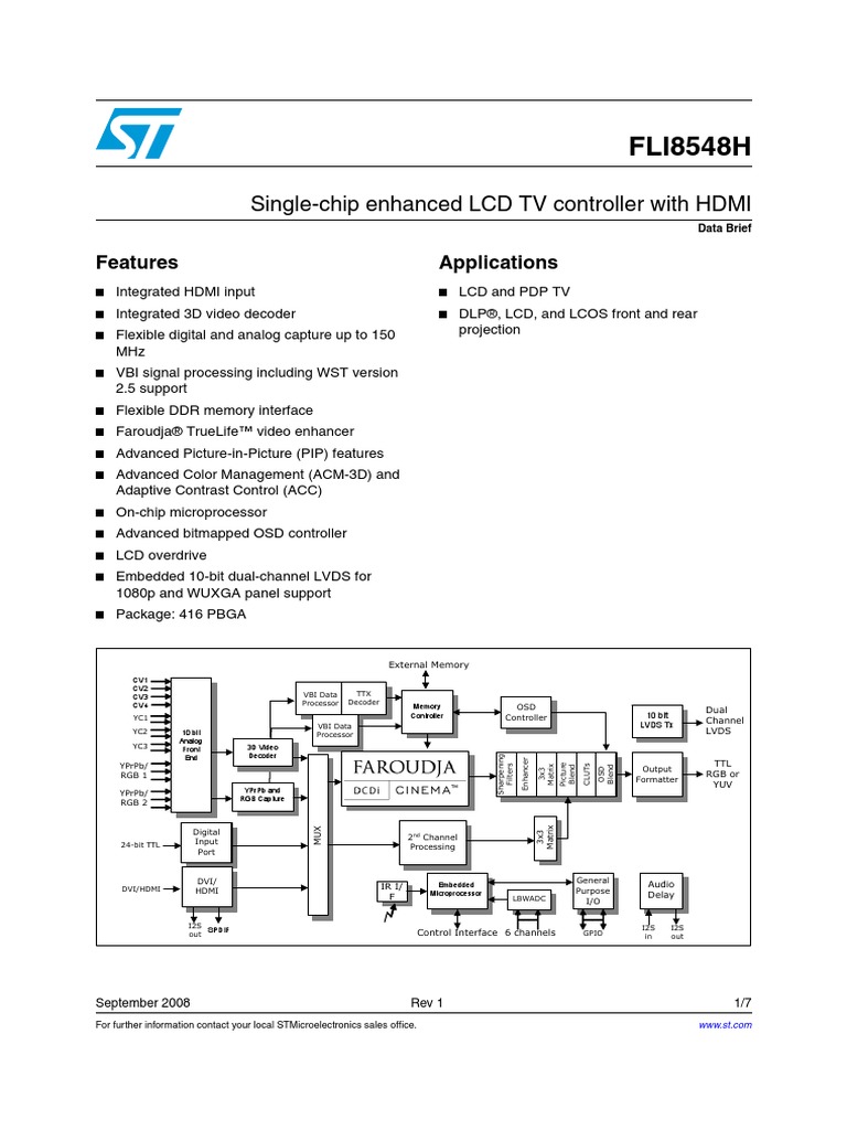 Data Sheet ST HDMI Controller | PDF | Video | Hdmi