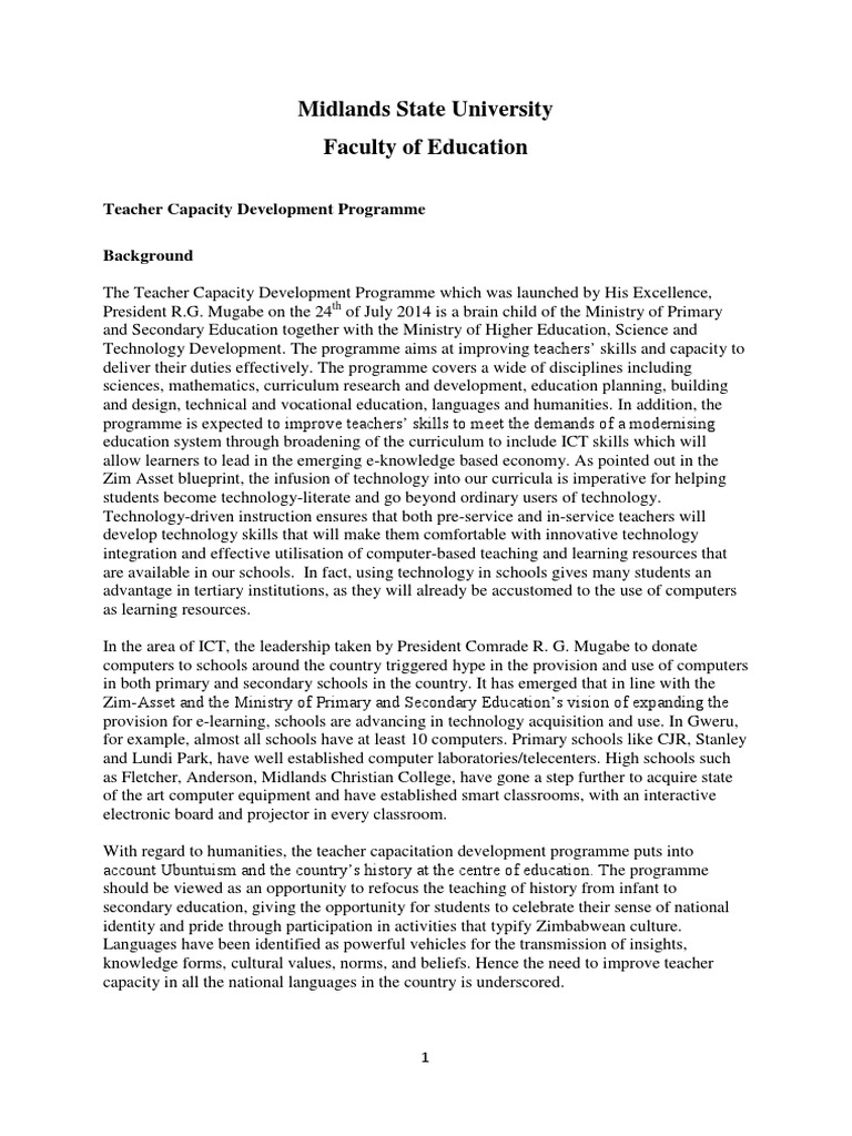 Teacher Capacity Development Programme Project Proposal | PDF ...