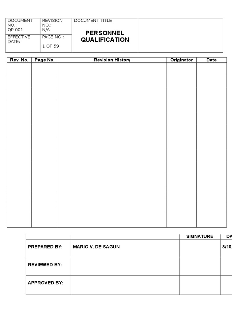 Personnel Qualification Standards | PDF