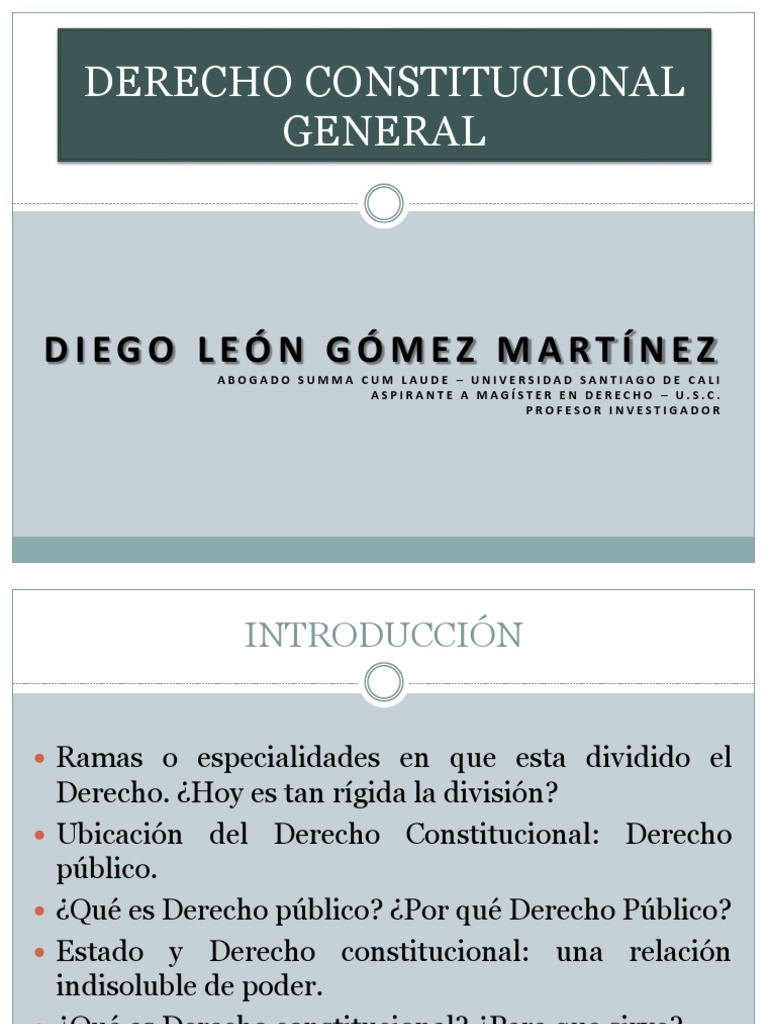 Clase de Derecho Constitucional General | PDF | Constitución | Estado (política)