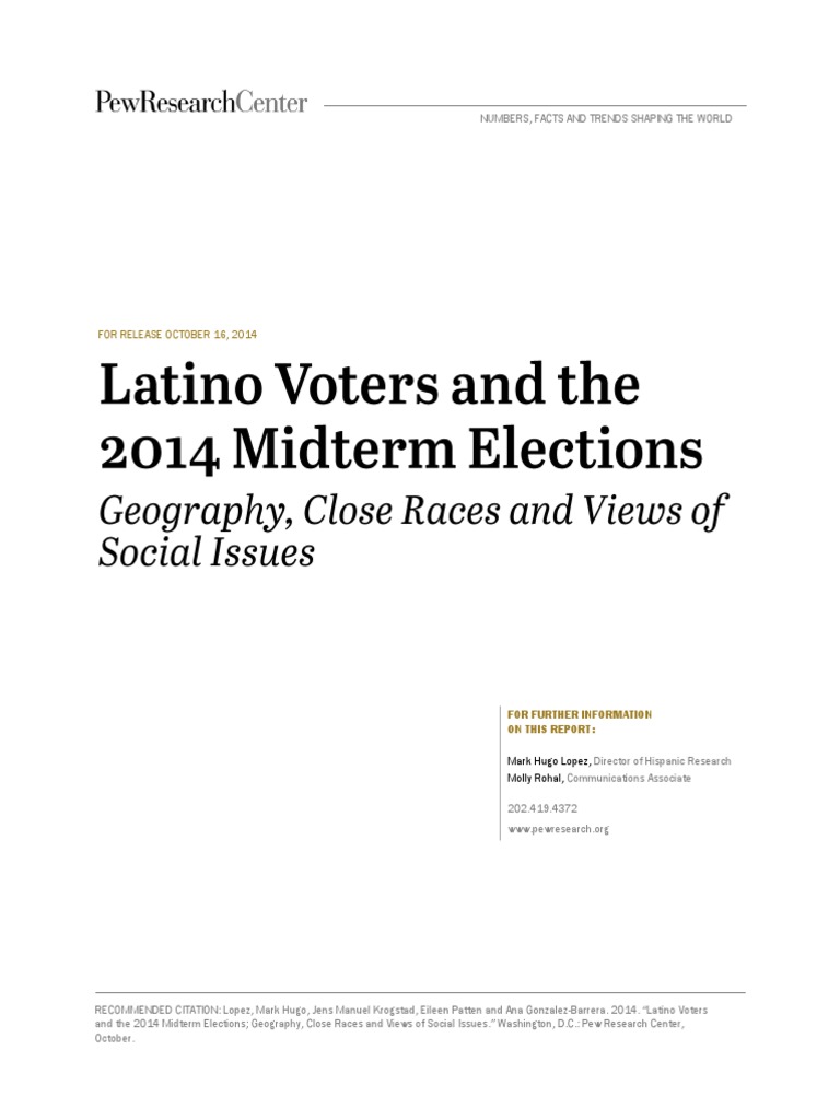 Latino Voters and The 2014 Midterm Elections PDF | PDF | Hispanic And ...