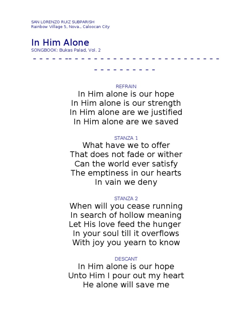 In Him Alone | PDF
