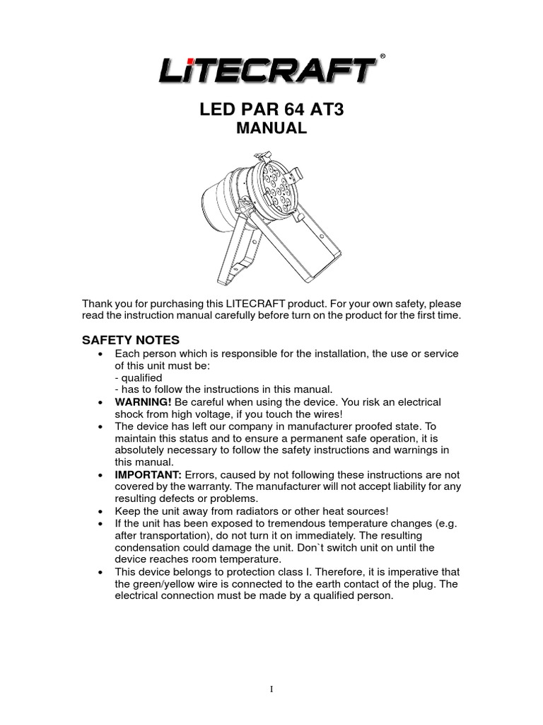 Litecraft LED PAR 64 AT3 Manual | PDF | Electrical Connector ...