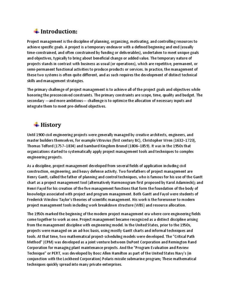 Project Report On Project Management | PDF | Project Management ...