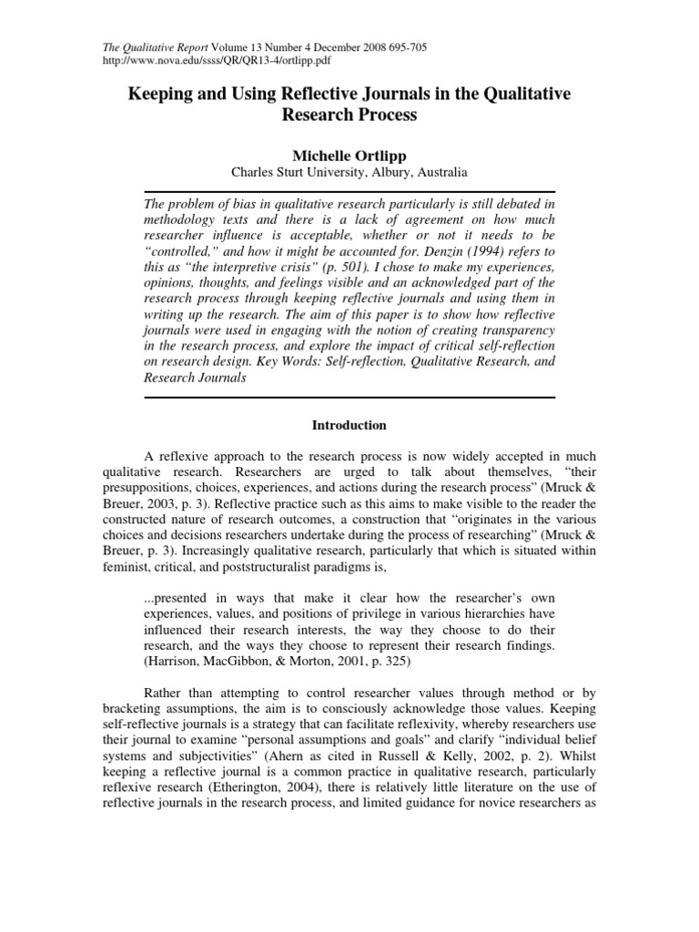 Keeping and Using Reflective Journals in the Qualitative Research ...