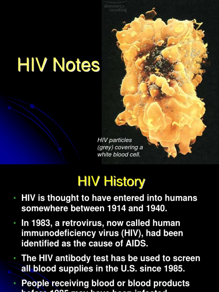 HIV Notes: HIV Particles (Grey) Covering A White Blood Cell | Download ...