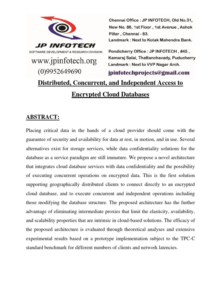 Distributed, Concurrent, and Independent Access To Encrypted Cloud Databases | PDF | Cloud ...