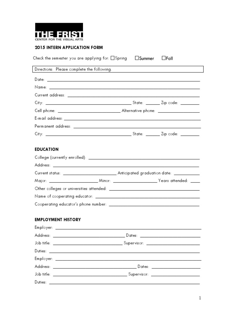 2015 Intern Application | PDF | Internship | Job Hunting