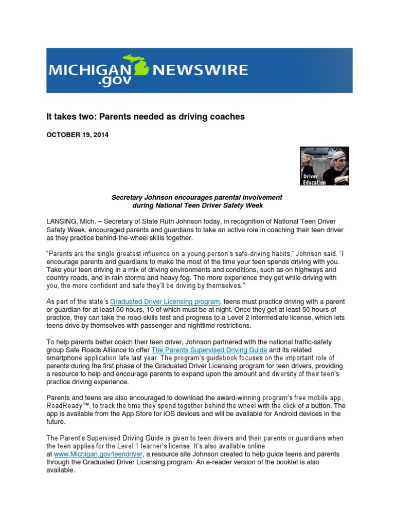 It Takes Two Parents Needed As Driving Coaches | PDF | Road Transport ...