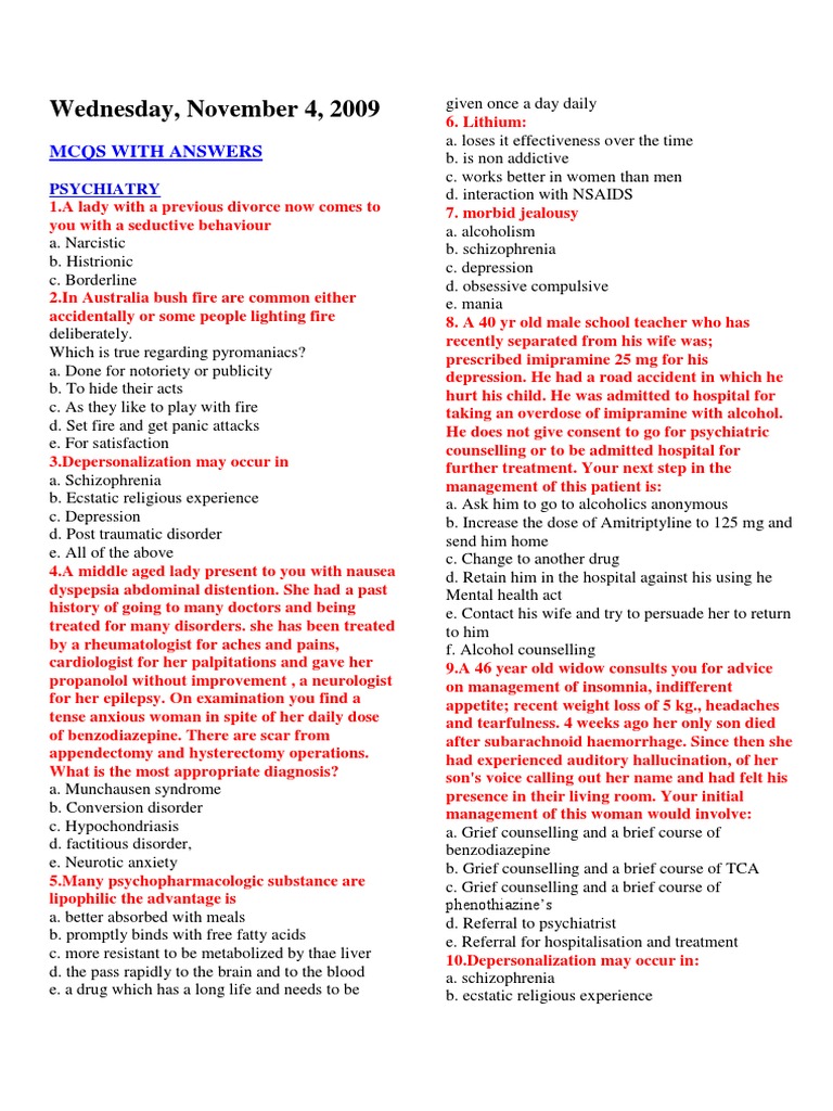 Amc MCQ | PDF | Hallucination | Major Depressive Disorder