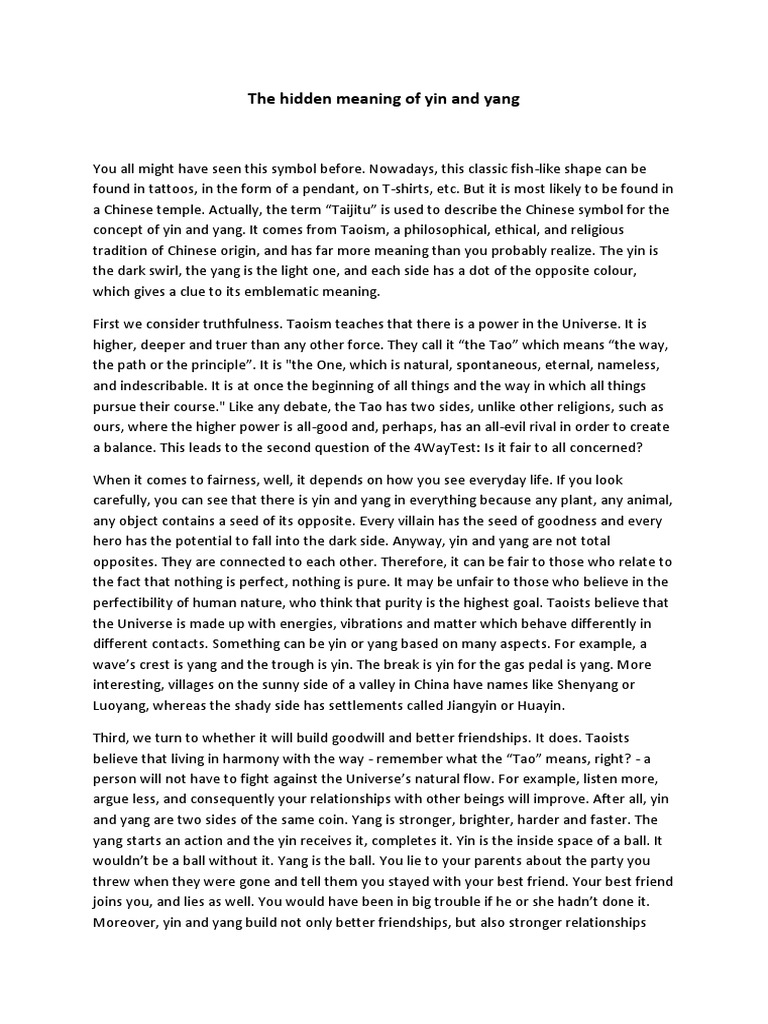 Understanding Yin and Yang's Significance | PDF | Yin And Yang | Tao