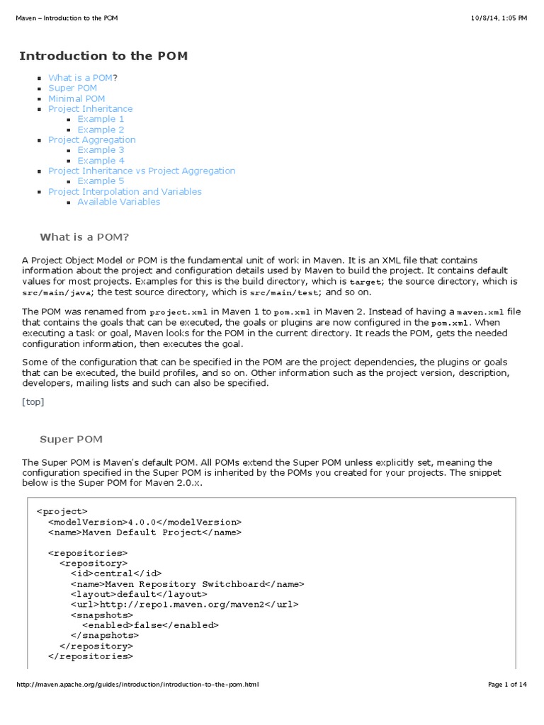 Maven - Introduction To The POM | PDF | Software Development | Computer Programming