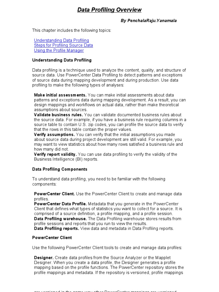 Data Profiling Overview | PDF | Metadata | Business Intelligence