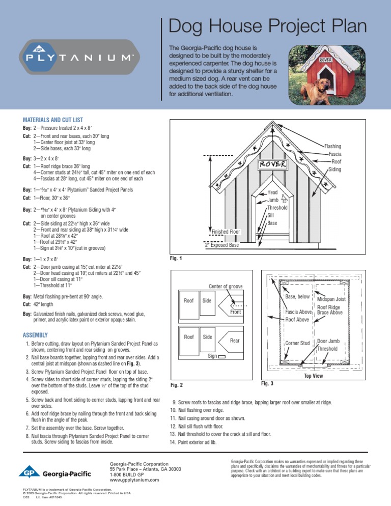 Doghouse Project Plan (Casa Caine) | PDF | Door | Building Engineering