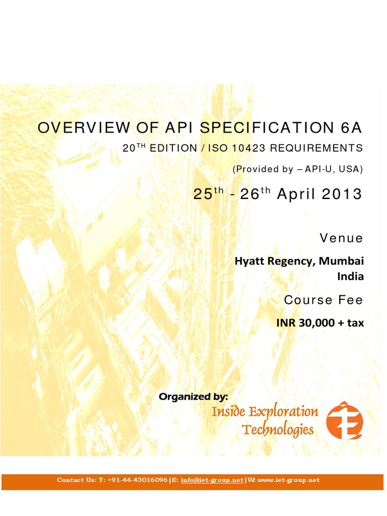 API 6A/ISO 10423 Training Course | PDF | Specification (Technical ...