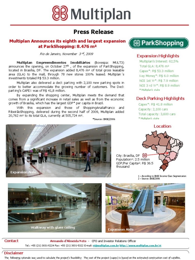 Multiplan CM Expansaopks 20091103 en | PDF | Retail | Shopping Mall