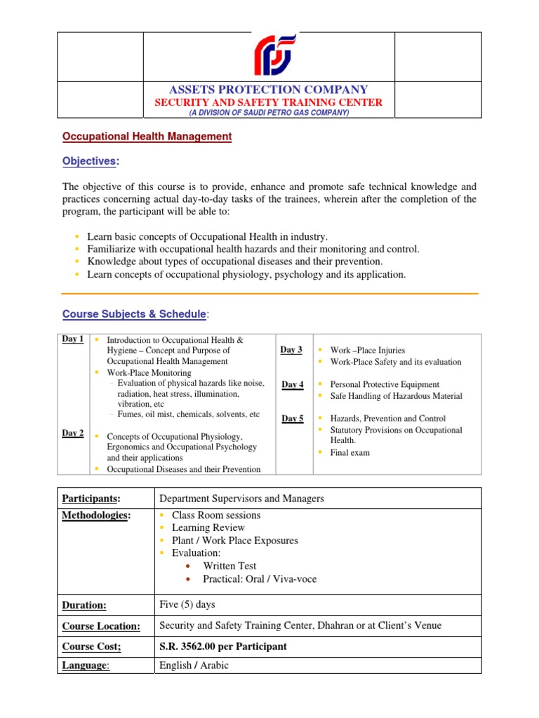 Occupational Health Management | PDF | Career & Growth