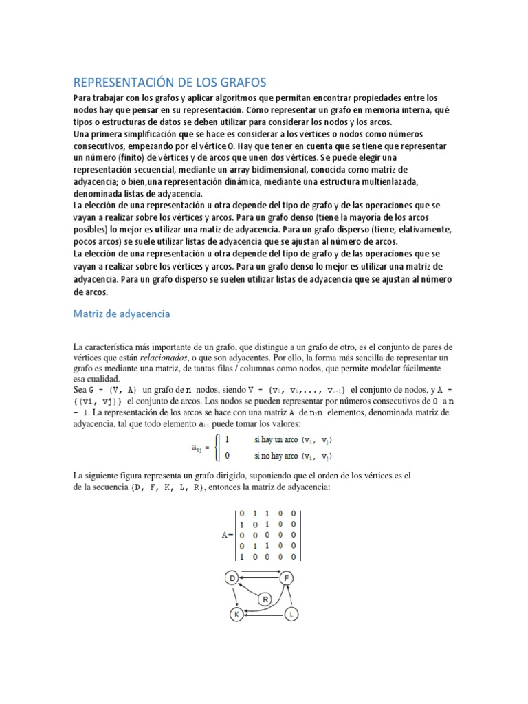 Representacion de Grafos | PDF | Vértice (teoría de grafos) | Matemáticas discretas