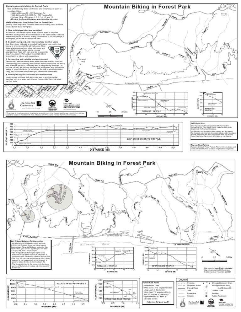 Forest Park Mountain Biking Map | PDF | Trail | Sustainable Transport