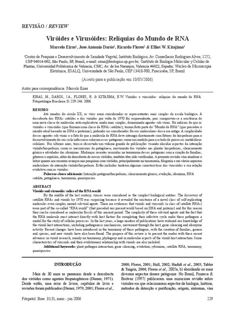 Viróides, Virusóides e Virions PDF | PDF | Núcleo celular | Biologia